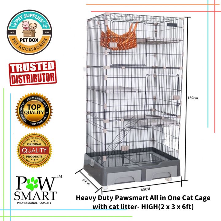 Pawsmart 4 Layers All in One Cat cage with wheels with build in cat ...