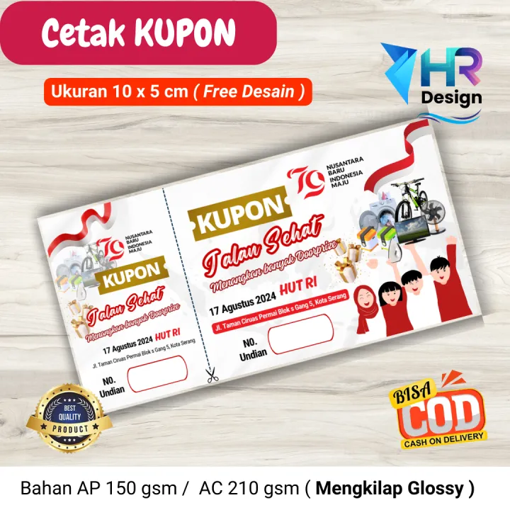 Cetak Kupon Doorprize Hadiah 17 Agustus Free Desain / Kupon Jalan Sehat / Kupon HUT RI / Kupon ...