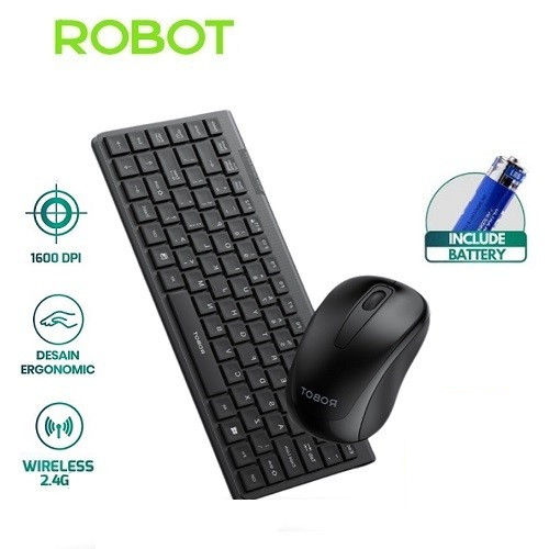 Keyboard Mouse Wireless ROBOT KM3500 Portable Mini Combo Wireless ...