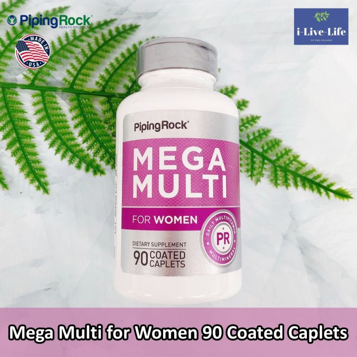 วิตามินรวม Mega Multi for Women 90 Coated Caplets - Piping Rock ...