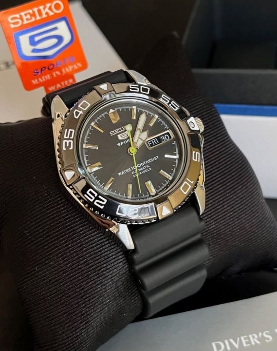 Seiko 5 Sports SNZB23J2 Automatic Black Dial Black Rubber Watch | Lazada PH