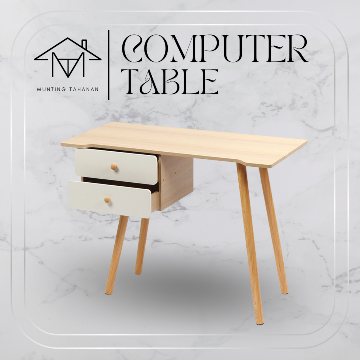 Modern Scandinavian Nordic Home Office Desk with Drawers, Computer ...