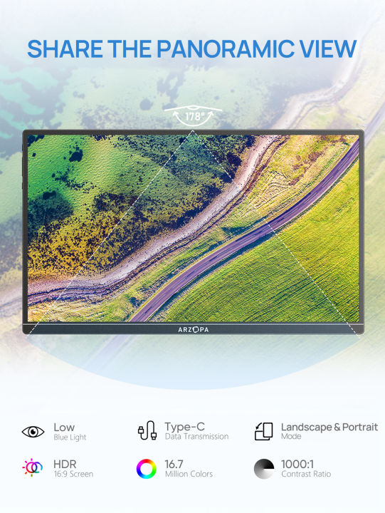 จอภาพแบบพกพา, ARZOPA 14 "A1S แล็ปท็อปแบบพกพา FHD 1080P จอแสดงผลภายนอก ...