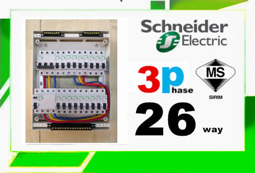 26 Way Schneider Easy9 Distribution Box DB - Full Set -3 Phase 63a RCCB 0.1ma C/W MianSwitch ...