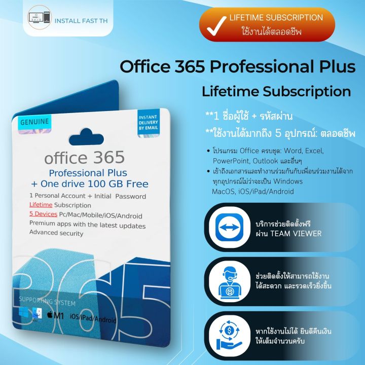 Account Office 365 + 100 GB One drive Lifetime Supscription M365 Office ...