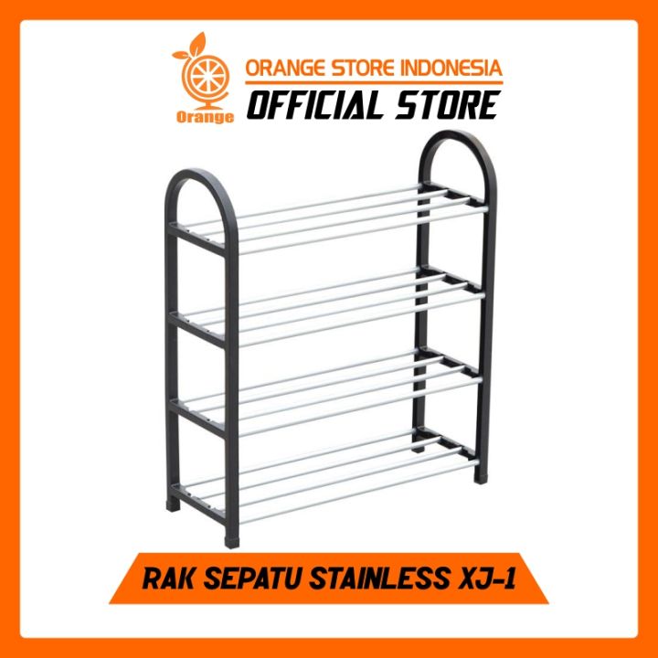 ORANGE Rak Sepatu Stainless steel 4 Susun Mudah Bongkar Pasang ...