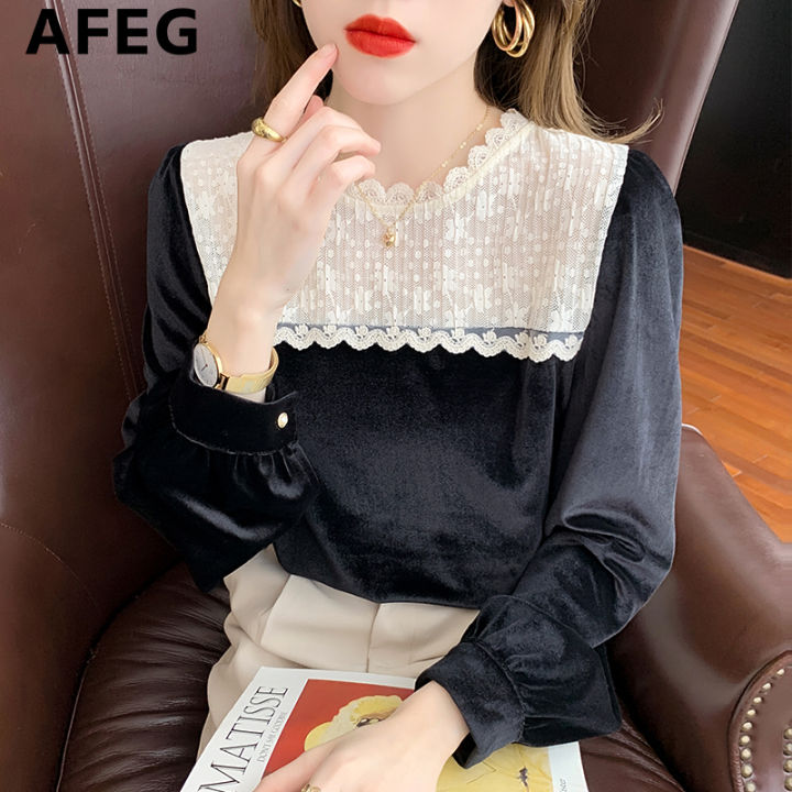 AFEG เวอร์ชั่นเกาหลีใหม่รอบคอแฟชั่นบางทุกการแข่งขันกำมะหยี่ย้อนยุคเย็บ ...