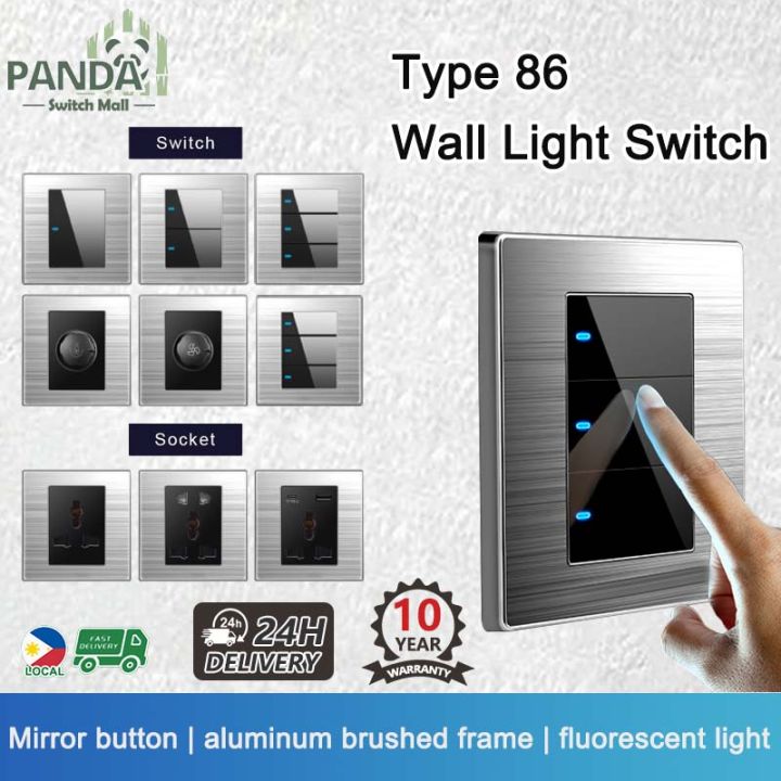 PSM Wall Light Switch Power Wall Outlet 86 Type Universal Socket Mirror ...