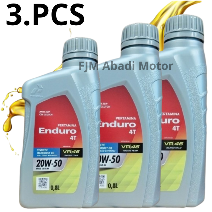 PAKET 3 BOTOL OLI MESIN MOTOR PERTAMINA ENDURO 4T 20W-50 800 ML ...
