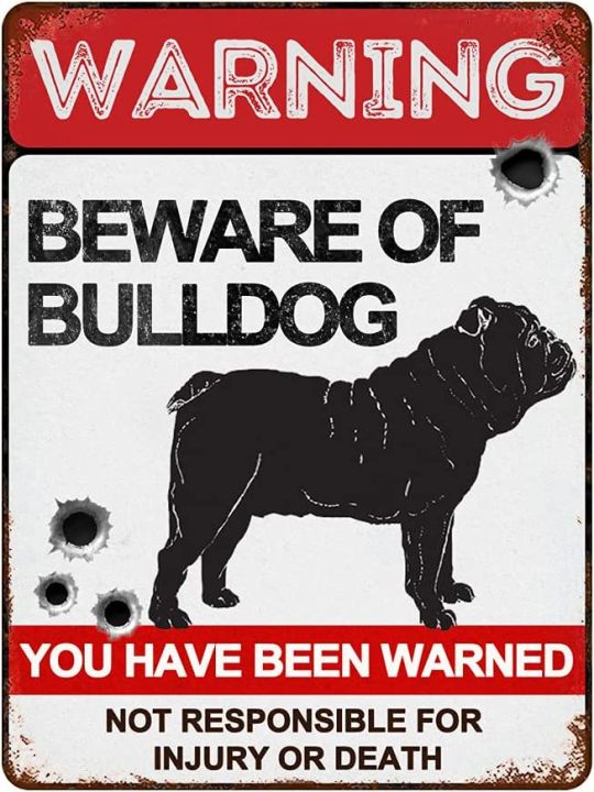 zhen shop Beware of Bulldog Sign For Outdoor Fences Yards Bulldog ...
