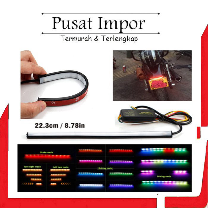 Lampu Led Strip Flexible Rem Sen Sein Motor Mobil Fleksibel Brake Sign ...