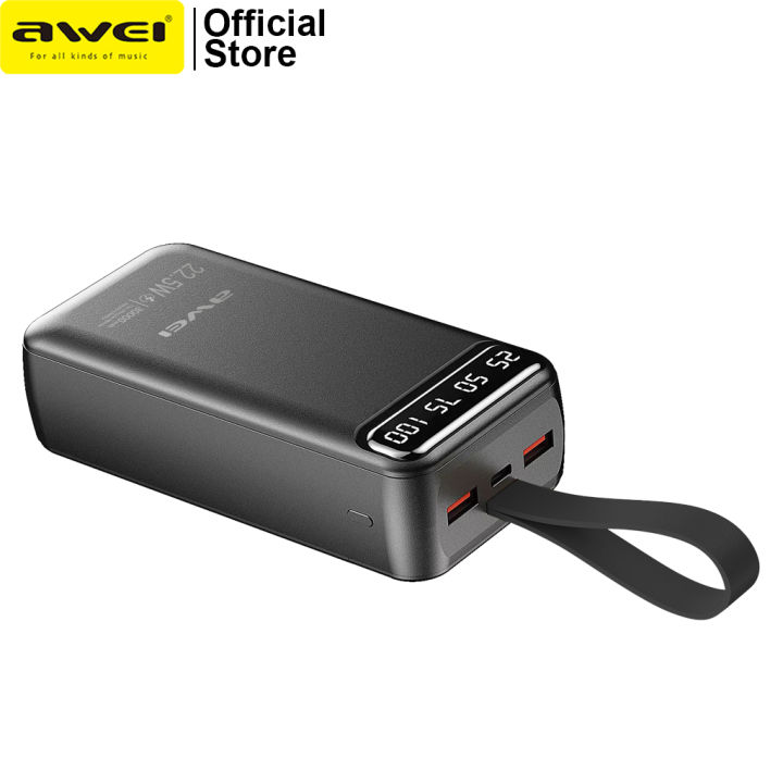 Awei P126K 30000mAh Power Bank High Speed Charge 22.5W Dual Input LED ...