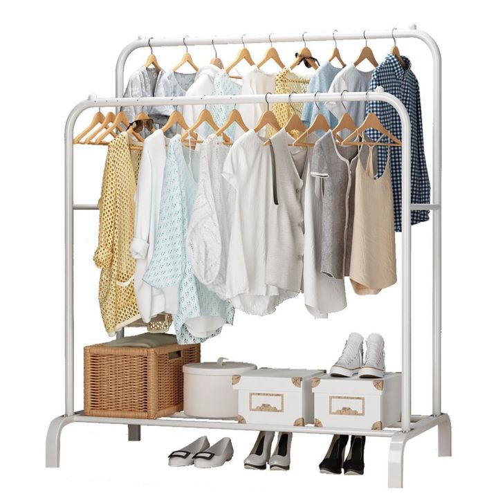 BIG STAND HANGER DOUBLE POLE/Gawang Baju Besi Shenar/Gantungan Baju ...