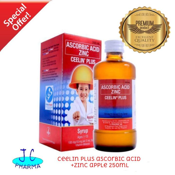 CEELIN PLUS Ascorbic Acid+zinc Syrup 100mg/10mg/5ml Apple 250ml | Lazada PH