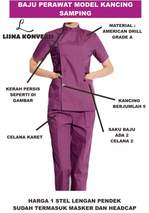Grosir Baju Perawat Suster Rumah Sakit OKA Lengan Pendek XS-XL - XS ...