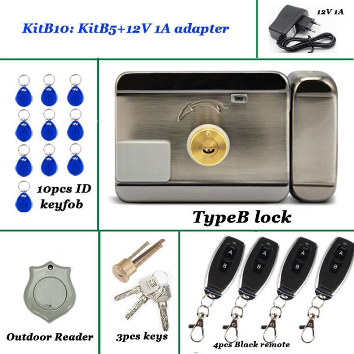 Wireless Remote Control Lock 125Khz ID Door Lock Key Unlock Gate Lock ...