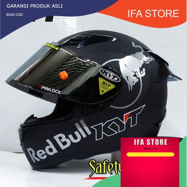 BISA COD kyt R10- Modif Paket Ganteng Redbull Helm Fullface Solid Black ...