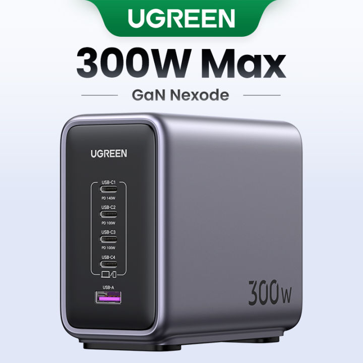 UGREEN GaN 300W 5 Ports with 4 Type C 1USB A Fast Charging Port Black ...