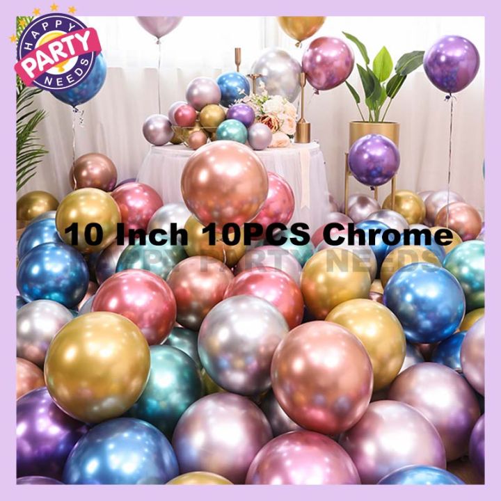 10 Inches 10 PCS Chrome Metallic Latex Balloons Birthday Balloons Party ...