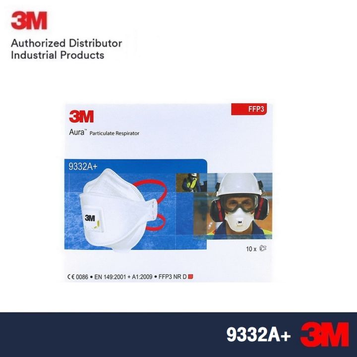 3M 9332A+ FFP3 (x10ชิ้น) หน้ากากป้องกันฝุ่นแบบพับได้ พร้อมวาล์วระบาย ...