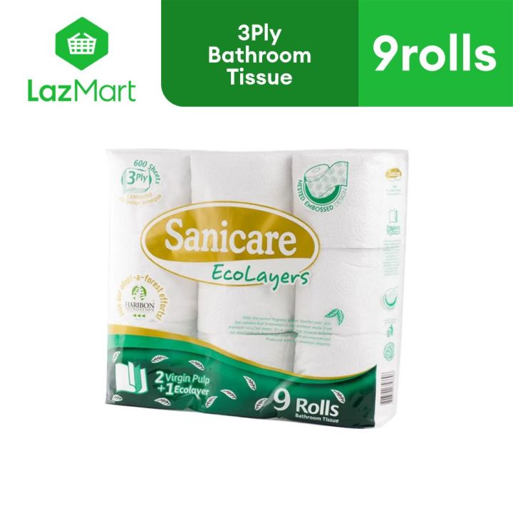 Sanicare Ecolayer Bathroom Tissue 3 ply - 9 Rolls x 1 Pack | Lazada PH