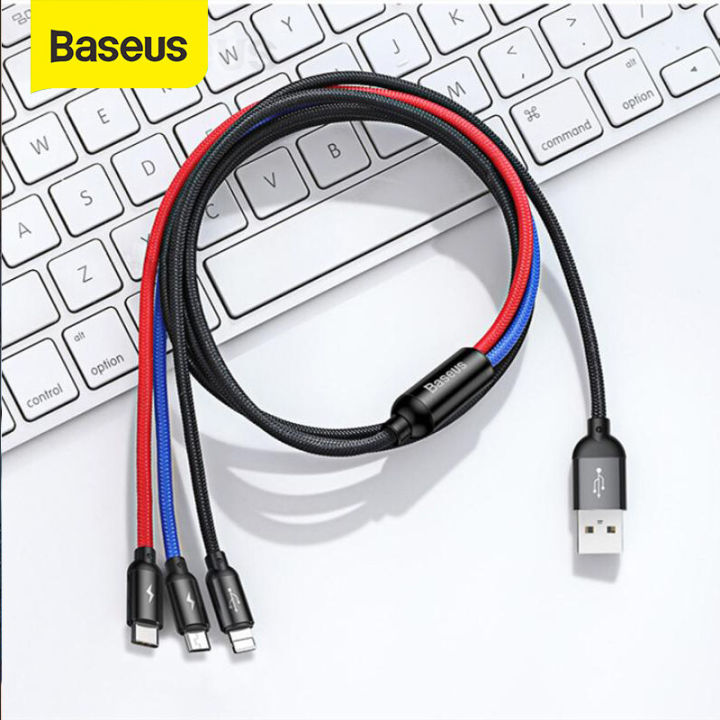 Baseus 3in1 USB Cable for Mobile Phone Micro USB Type C Charger With ...