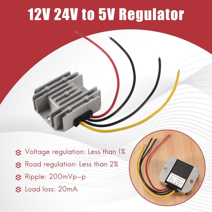 12V 24V to 5V 10A DC DC Converter Regulator 12 Volt to 5 Volt 50W Buck ...