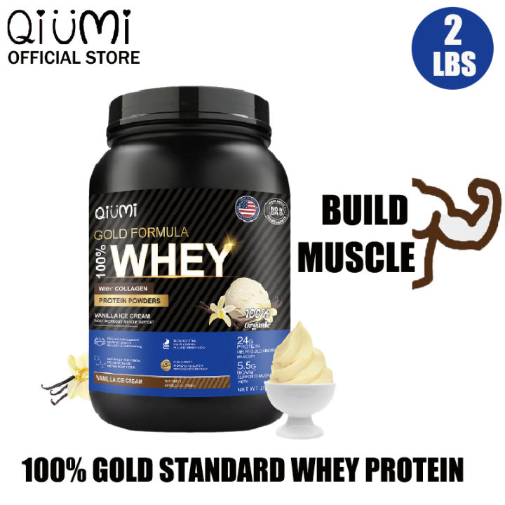 QIUMI Gold Label 100% Vanilla Flavored Whey Protein Powder Muscle ...