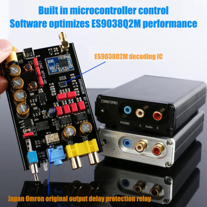 Rod Rain Audio ES9038Q2M QCC5125 USB DAC Bluetooth 5.1เครื่องรับสัญญาณ ...