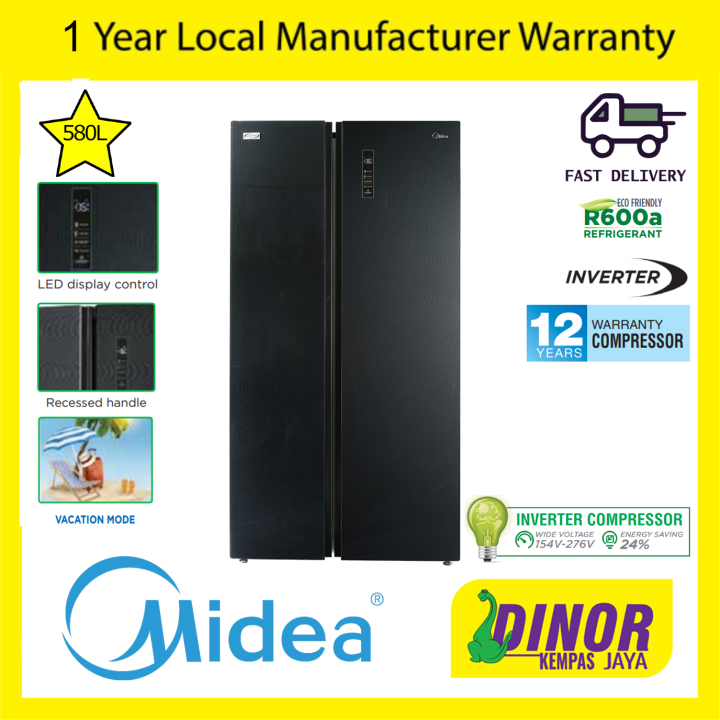 Midea 580L Side By Side Refrigerator Inverter Compressor MSS-582WEGBI ...