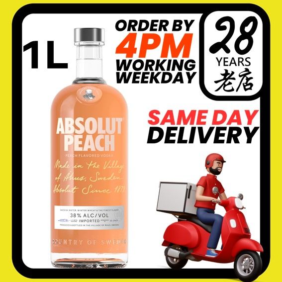 SAME DAY DELIVERY 1L Absolut Peach Vodka 1 Liter w/o Gift Box | Lazada ...