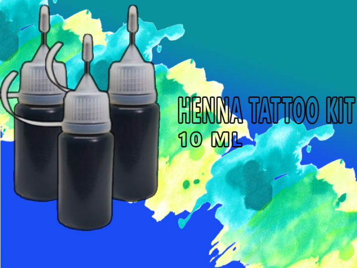 Henna tatto/seni lukis tubuh Kemasan Botol 10ml Warna Hitam | Lazada ...
