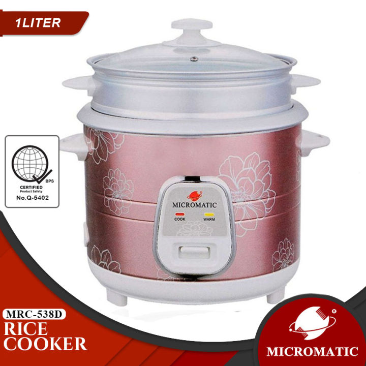 Micromatic MRC-538D 1.0L Good for 3-5 Persons Rice Cooker with Steamer ...