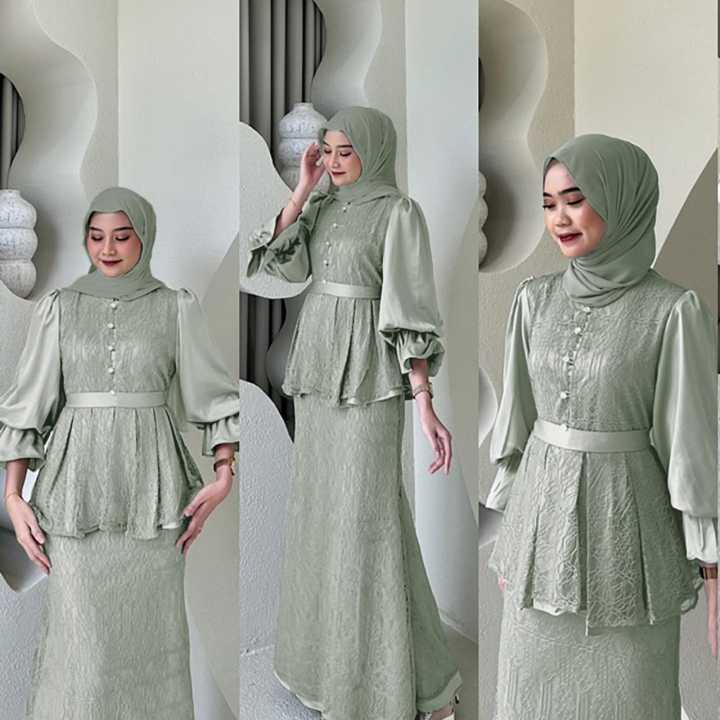 DIVINE BISA COD BAYAR DI TEMPAT DRESS JENIFER MERMAID BROKAT KOMBI SATIN BAJU GAMIS MUSLIM ...