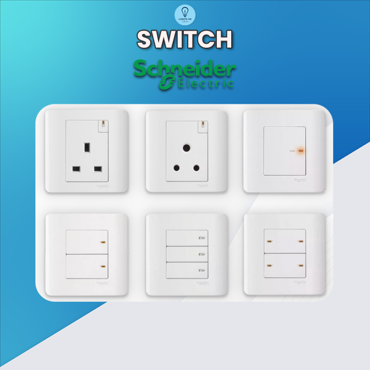 SCHNEIDER ZENCELO Switch Socket with Ondicator White Putih Suis Lampu ...