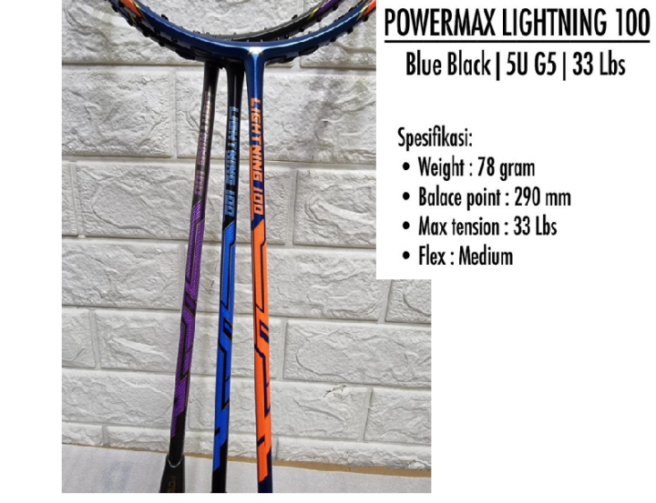 Raket Badminton Power Max Lightning 100 Berat Raket 78g | Lazada Indonesia
