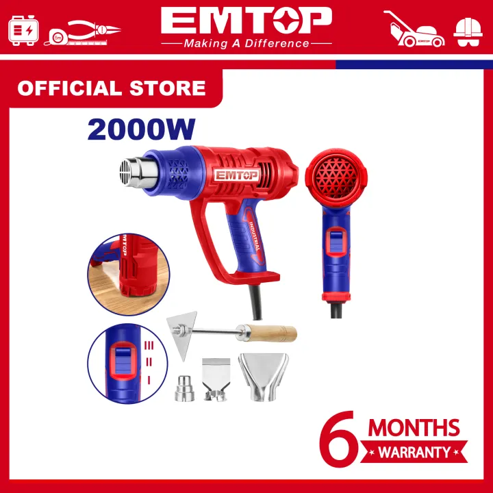 EMTOP 2000W Heat gun With 3 temeprature settings, 4pcs Accessories ...