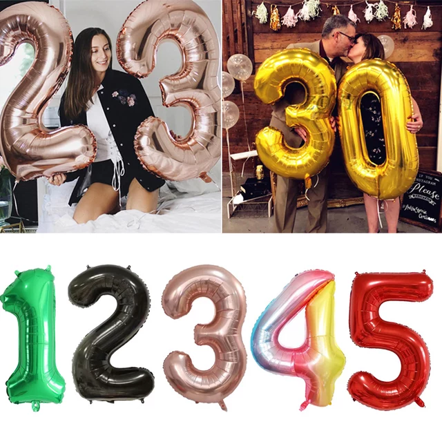 32 INCHES NUMBER FOIL BALLOONS FOR BIRTHDAY AND SPECIAL OCCASSIONS ...