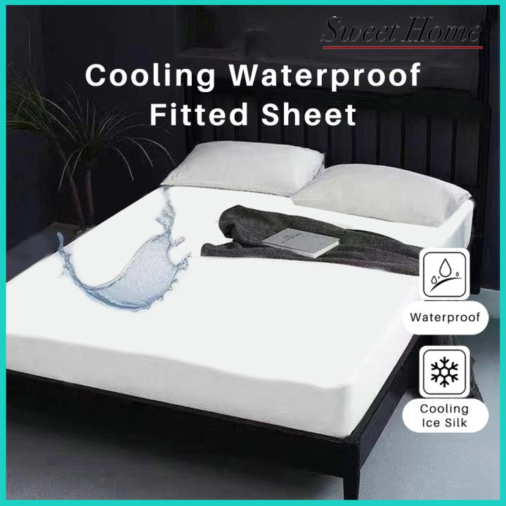 Cooling Waterproof Fitted Sheet Top Waterproof Protector Bed Cover ...