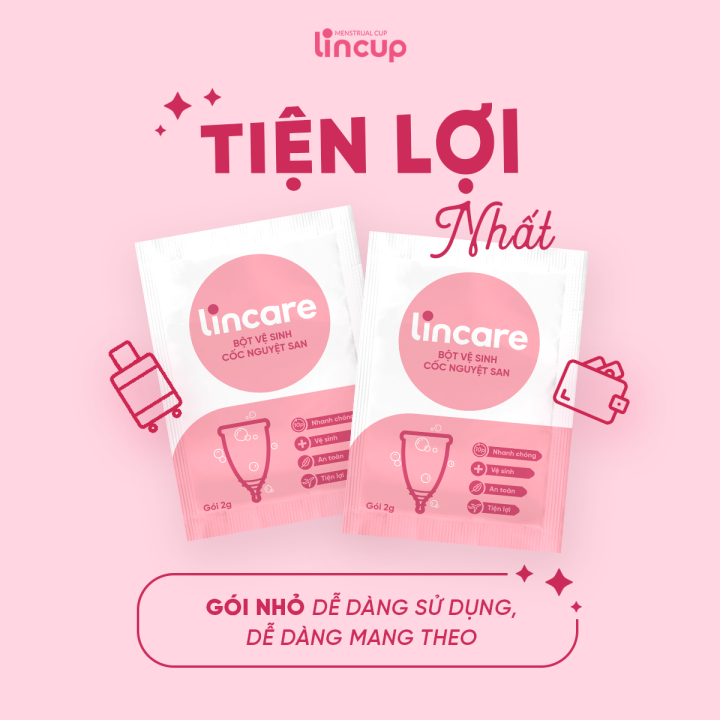 Bột tiệt trùng cốc nguyệt san Lincare (Hộp 12 gói x 2g) | Lazada.vn