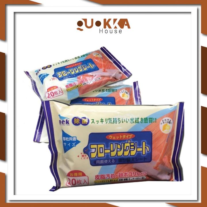 QUOKKA [20pcs/pack] Mop Wiper Disposable Wet Tissue [20 keping/packet ...