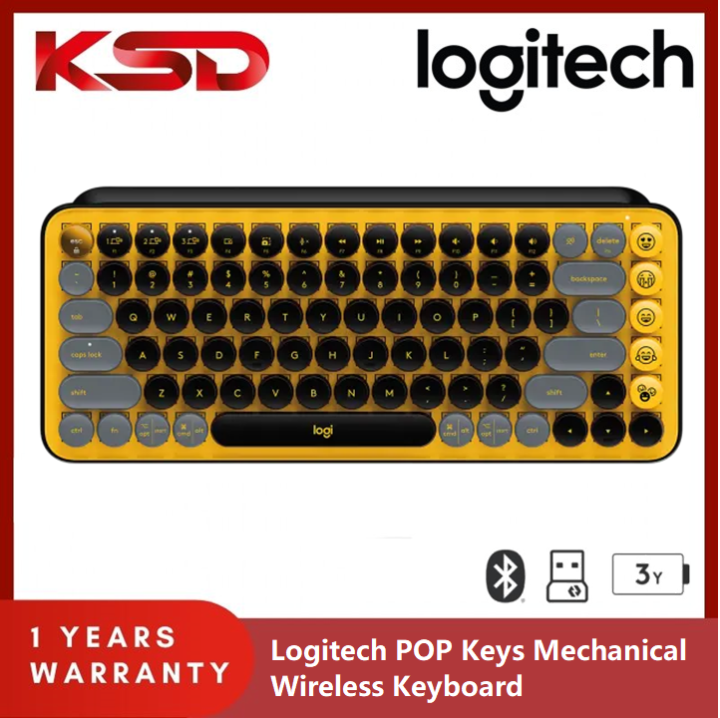 Logitech POP Keys Mechanical Wireless Keyboard with Customizable Emoji ...