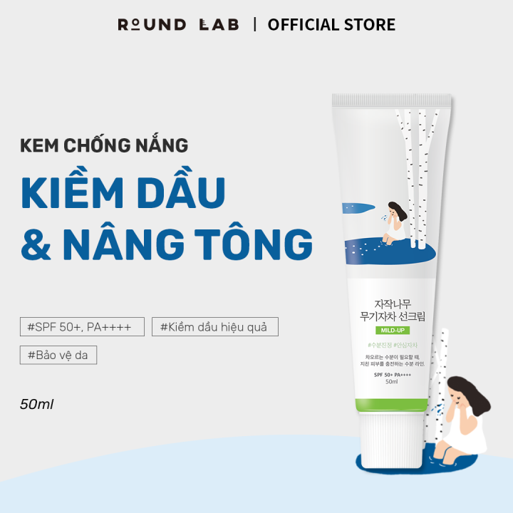 Kem chống nắng Vật Lí Round Lab Birch Juice Mild-up Sunscreen 50ml kiểm ...