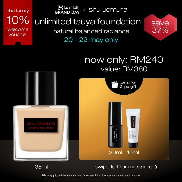 [20 - 22 may exclusive set] shu uemura unlimited care tsuya serum ...
