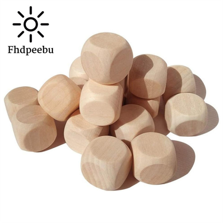 Blank Wooden Dice Unfinished Square Blocks 6 Sided with Rounded Corners ...