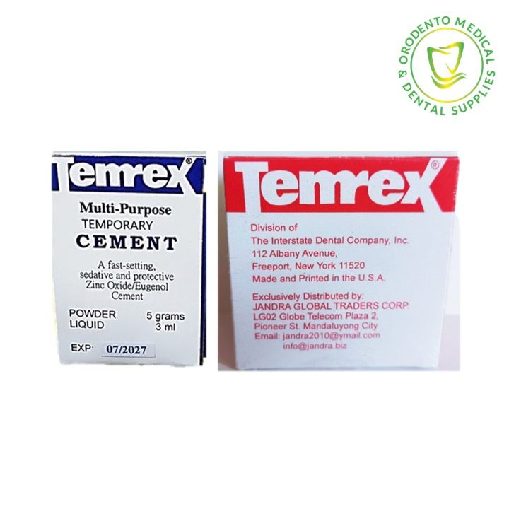 Temrex Multi-purpose Temporary Cement Powder 5g/20g, Liquid 3ml/15ml ...