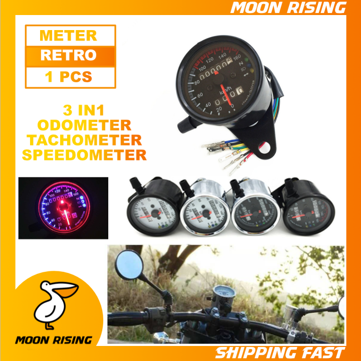12V MOTORCYCLE0-160 Km/H SPEEDOMETER W/ LED ODOMETER UNIVERSAL CAFE ...