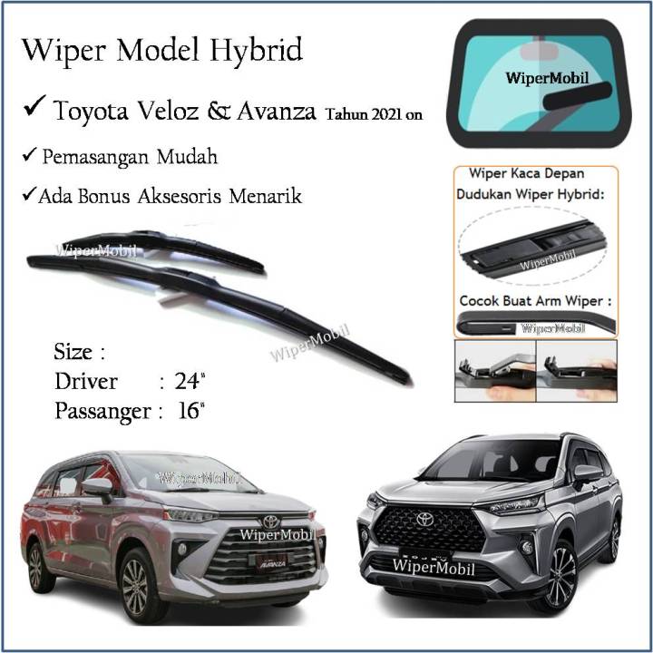 Wiper Hybrid Kaca Mobil Toyota Veloz dan Avanza 2021 2022 2023 2024 2025 | Lazada Indonesia