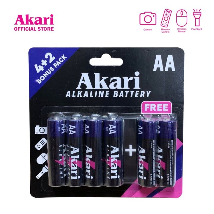 Akari Alkaline Battery, AA LR6, 1.5V - 4+2 in a pack | Lazada PH