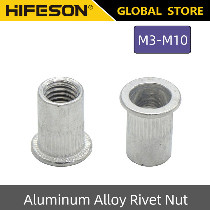 HIFESON 20Pcs M3 M4 M5 M6 M8 M10 M12 Aluminum Alloy Rivnut Flat Head Threaded Insert Nutsert Cap ...